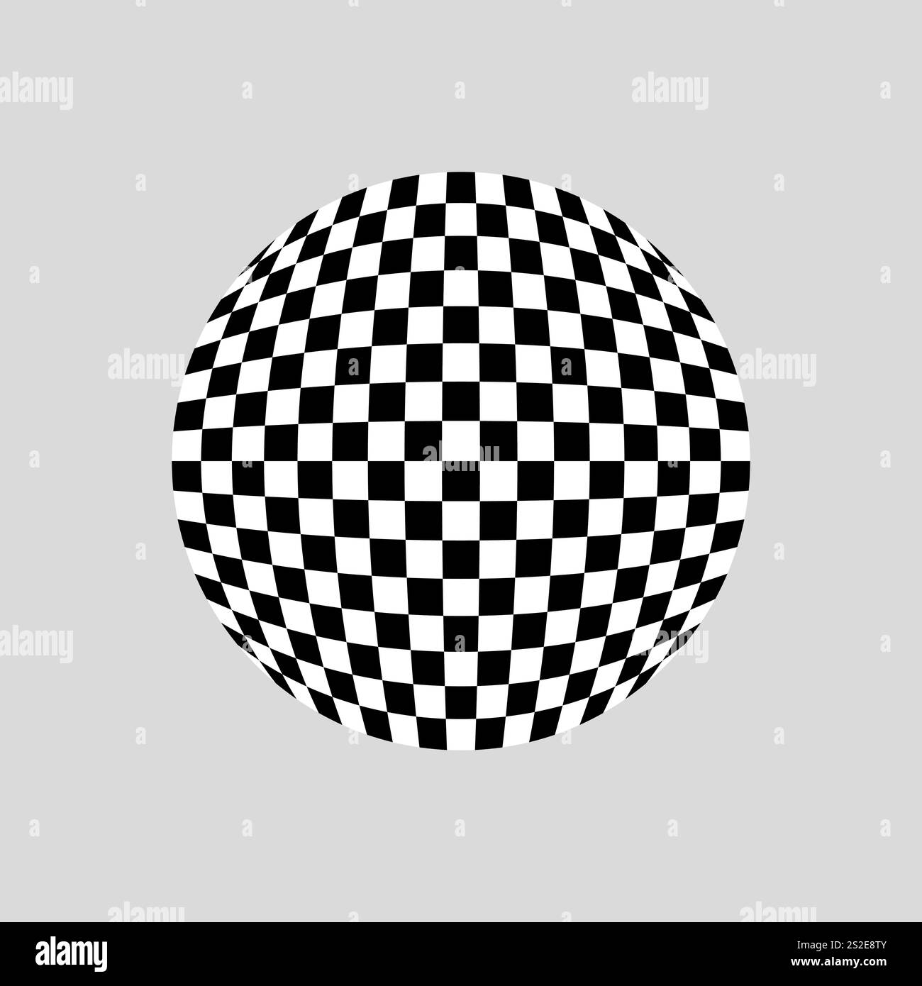 Chess pattern sphere globe set, Optical illusion checkerboard ball ...