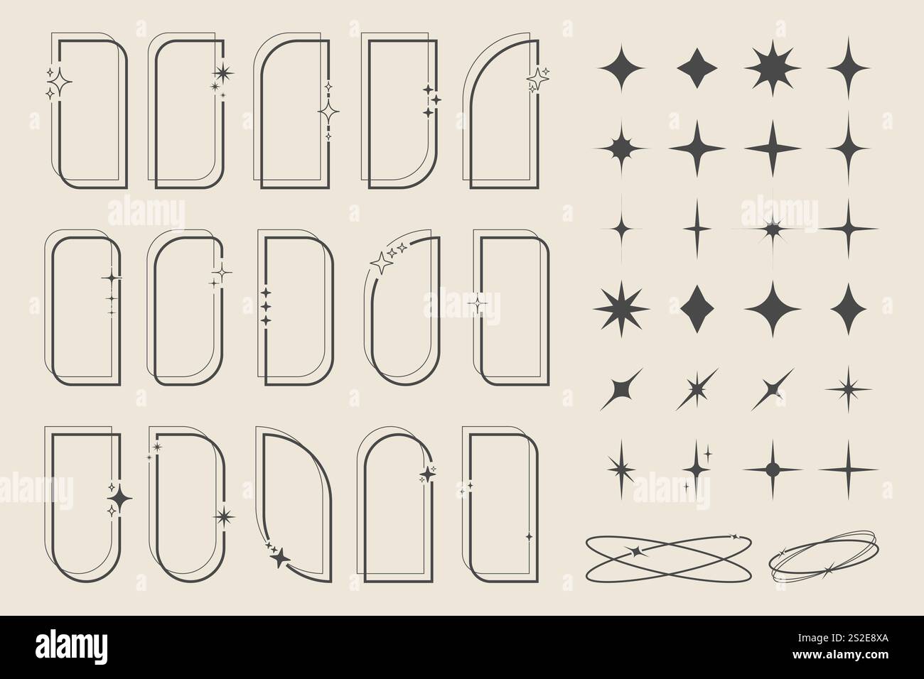 Decorative aesthetic arches with shining particles minimalist design ...