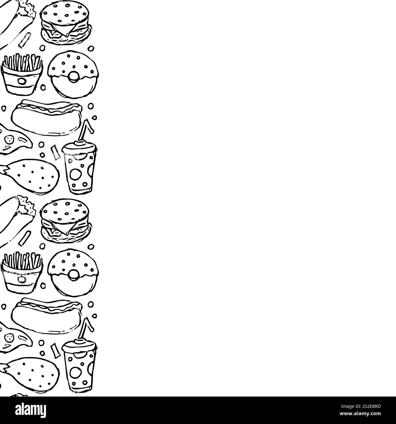 Fast food frame. Doodle fast food background Stock Photo - Alamy