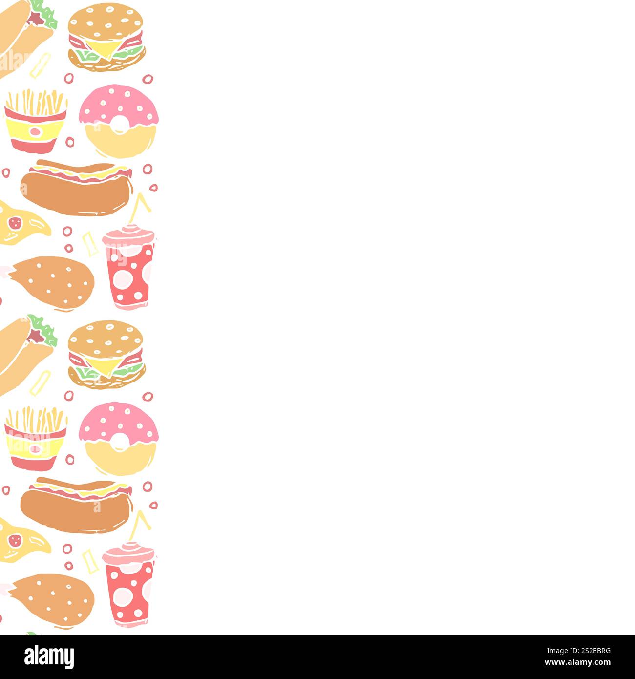 Fast food frame. Doodle fast food background Stock Photo - Alamy