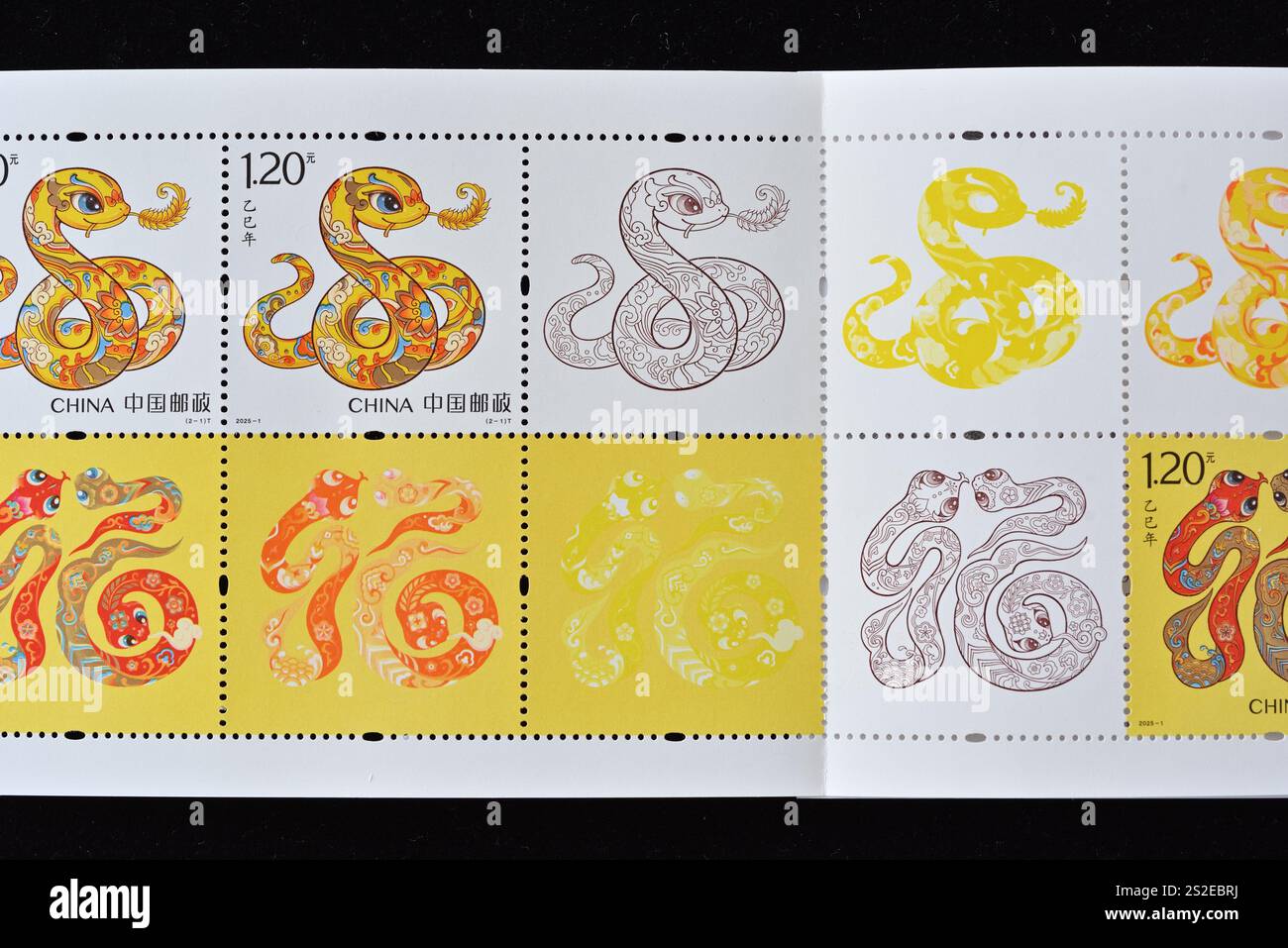 CHINA - CIRCA 2025: A stamps printed in China shows 2025-1 Yi Si Year ...