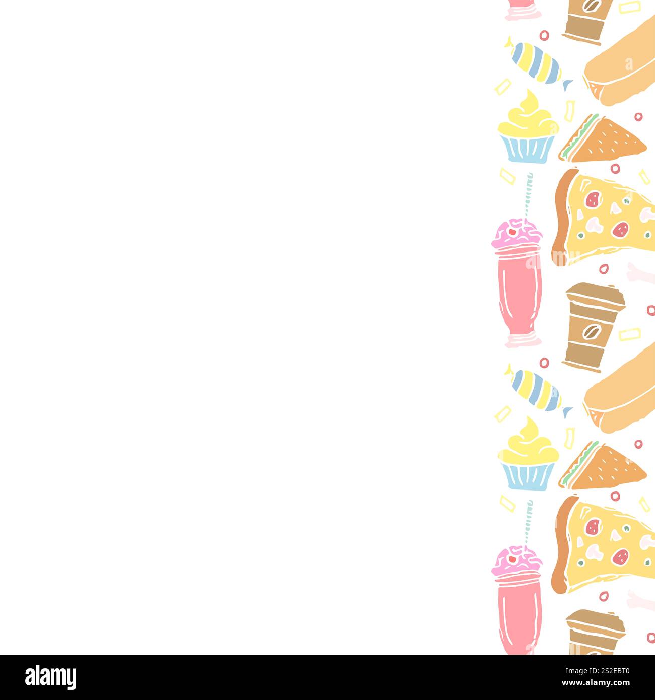 Fast food frame. Doodle fast food background Stock Photo - Alamy