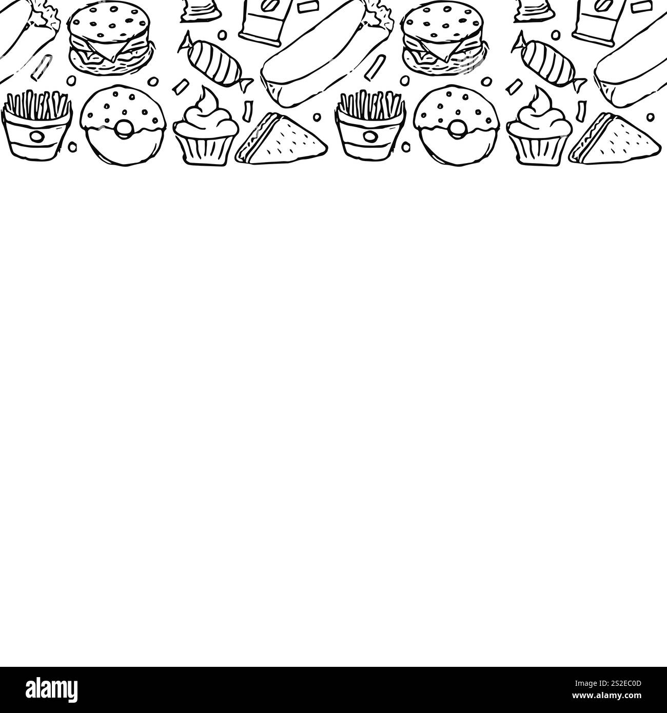 Fast food frame. Doodle fast food background Stock Photo - Alamy