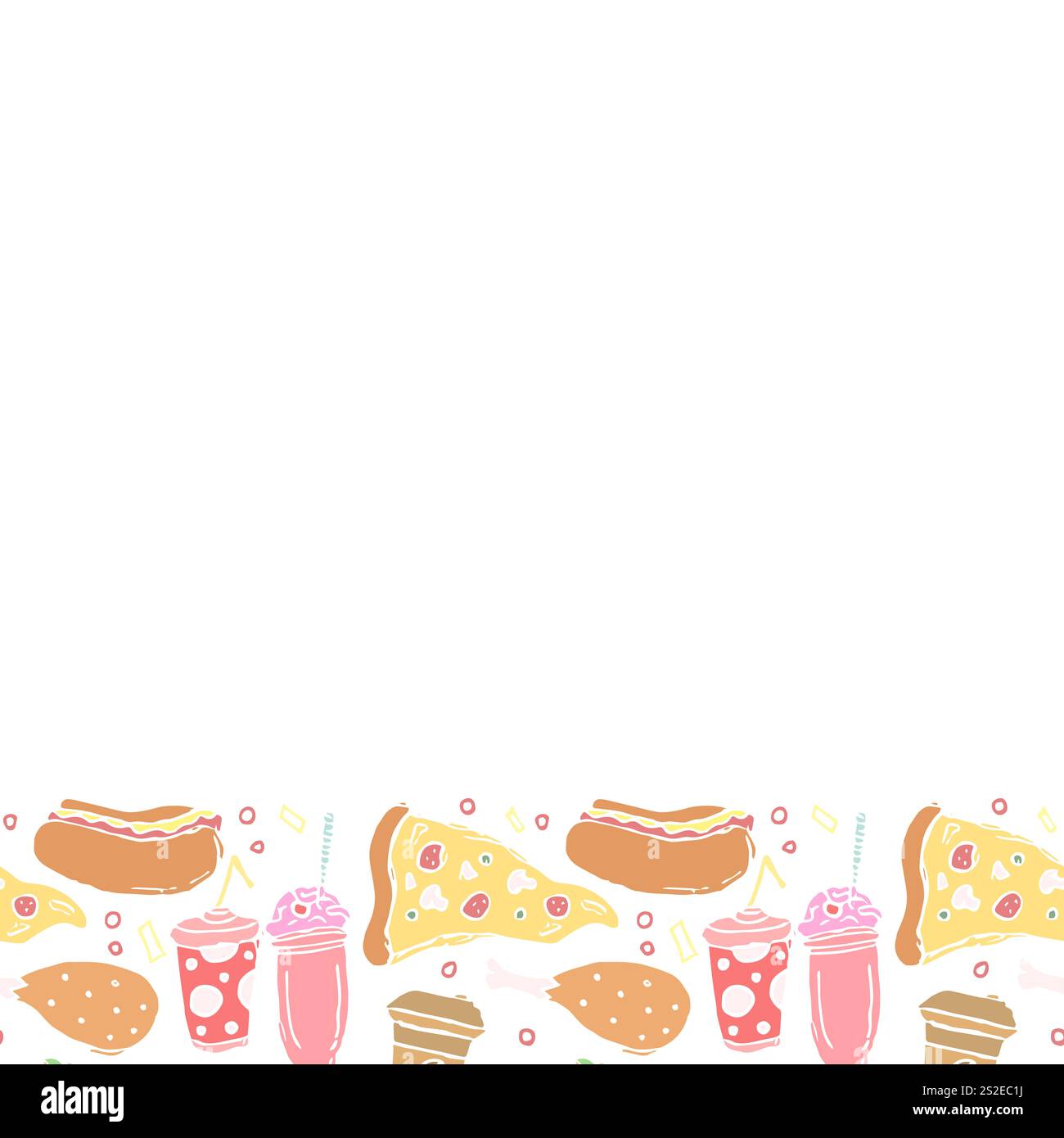 Fast food frame. Doodle fast food background Stock Photo - Alamy