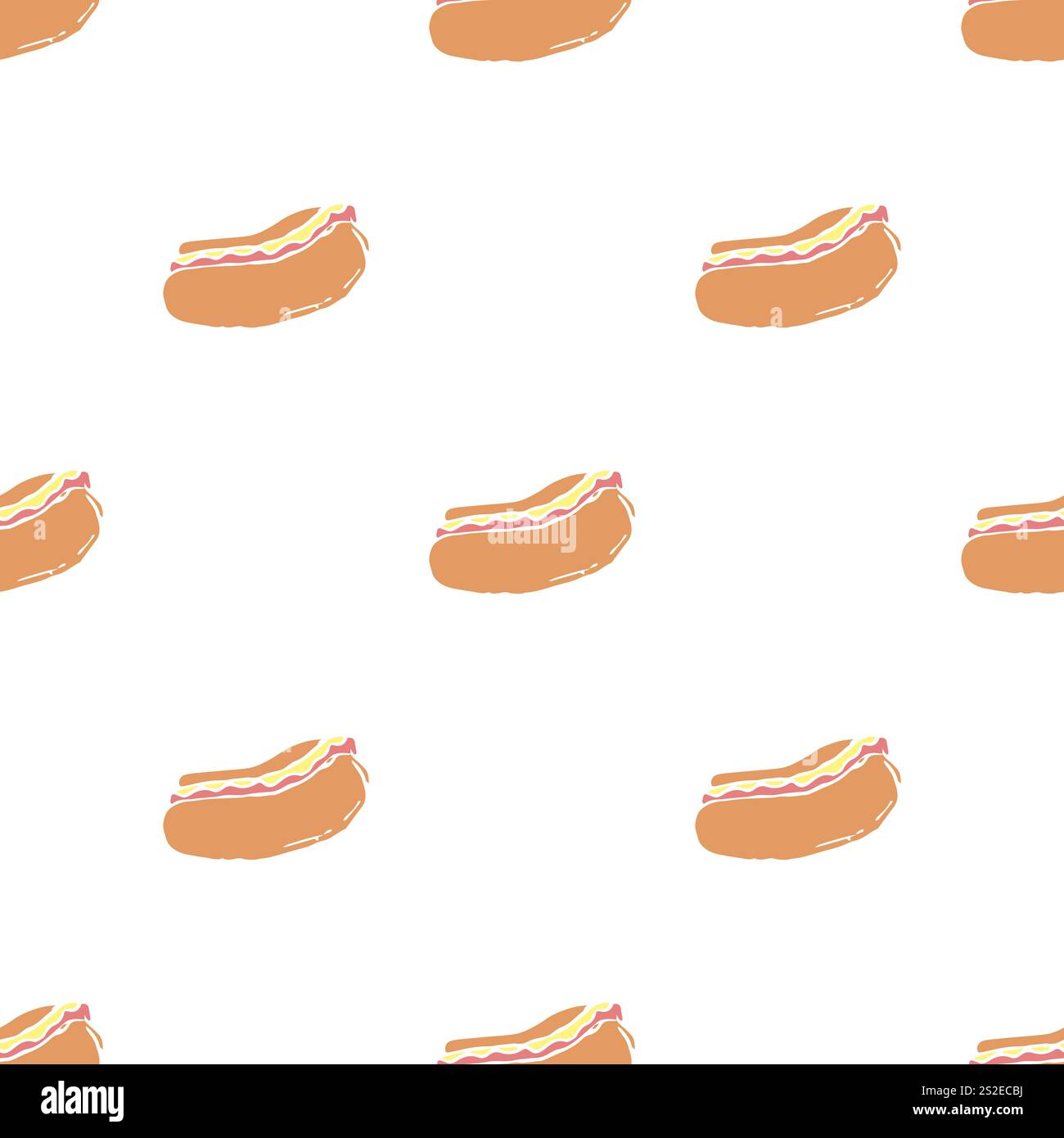Seamless hot dog pattern. fast food background. Drawn food pattern ...