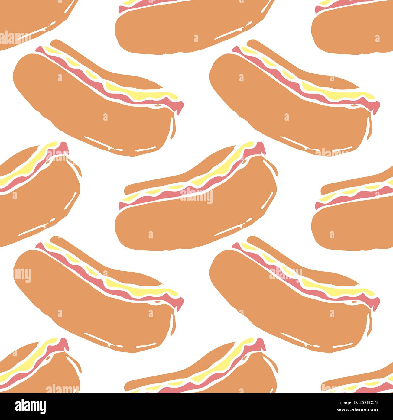 Seamless hot dog pattern. fast food background. Drawn food pattern ...