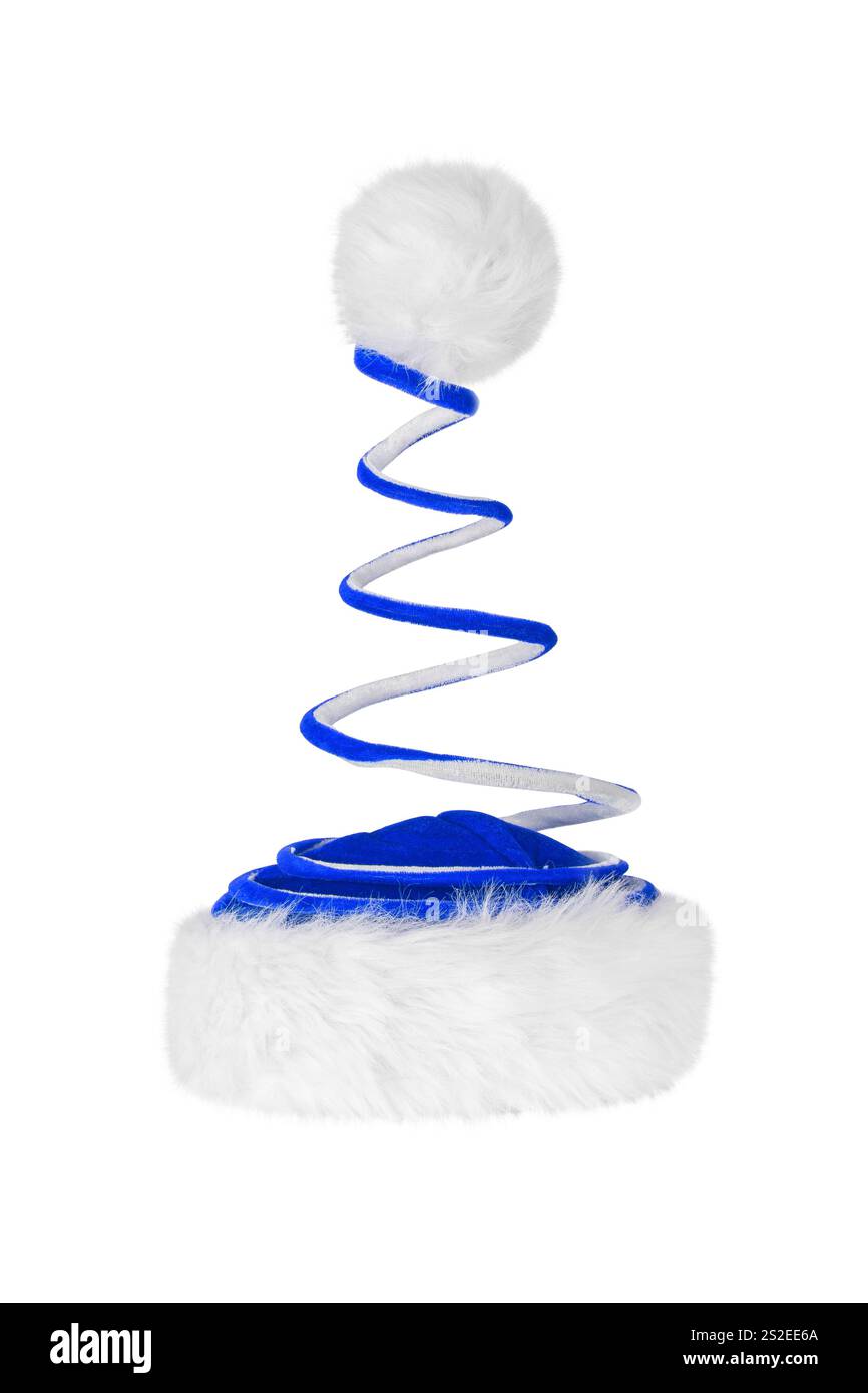 Single Santa Claus blue hat isolated on white background Stock Photo ...