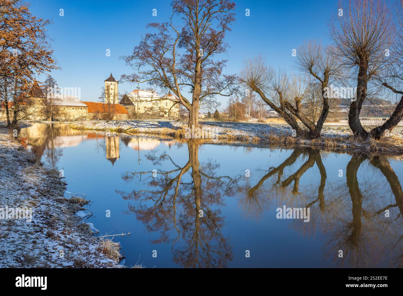 Svihov castle in winter, medieval landmark in Region Pilsen in Czech ...