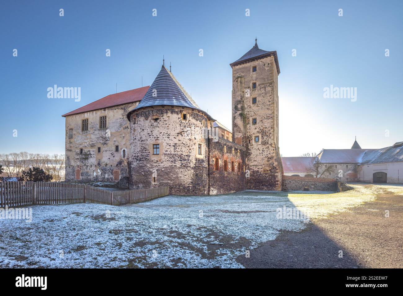 Svihov castle in winter, medieval landmark in Region Pilsen in Czech ...