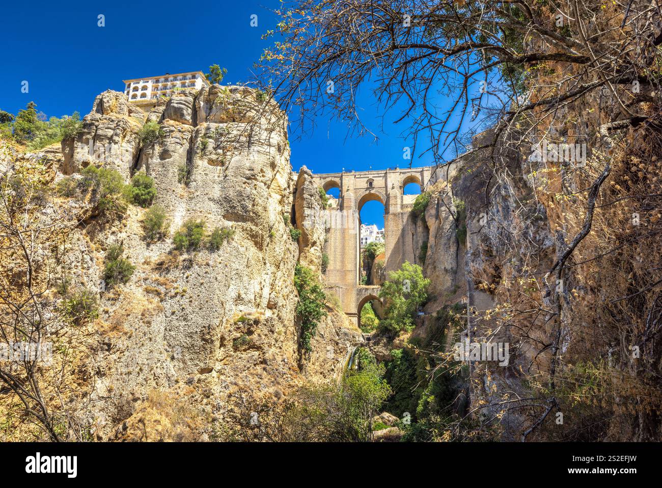 The Puente Nuevo bridge in El Tajo gorge in Ronda town in Spain ...
