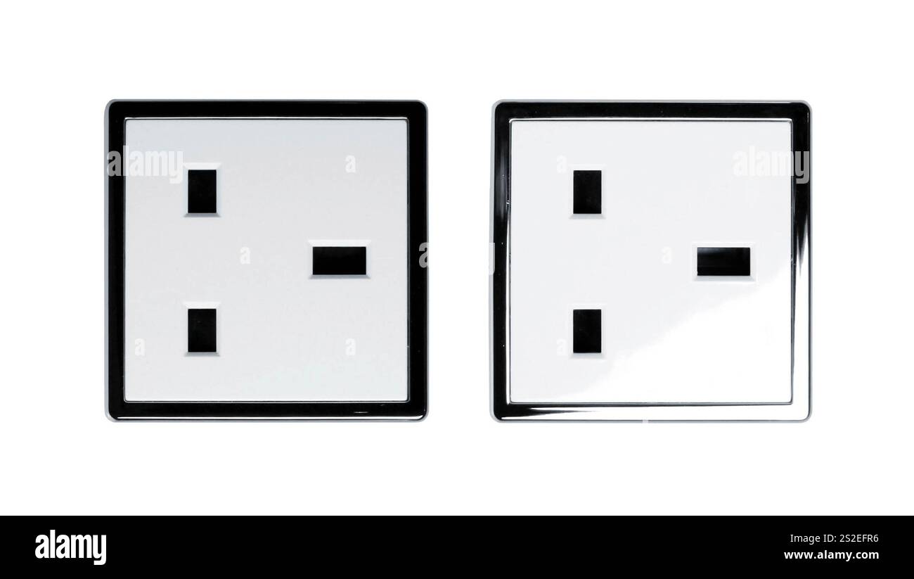 North American white electric wall outlet receptacle isolated on white ...
