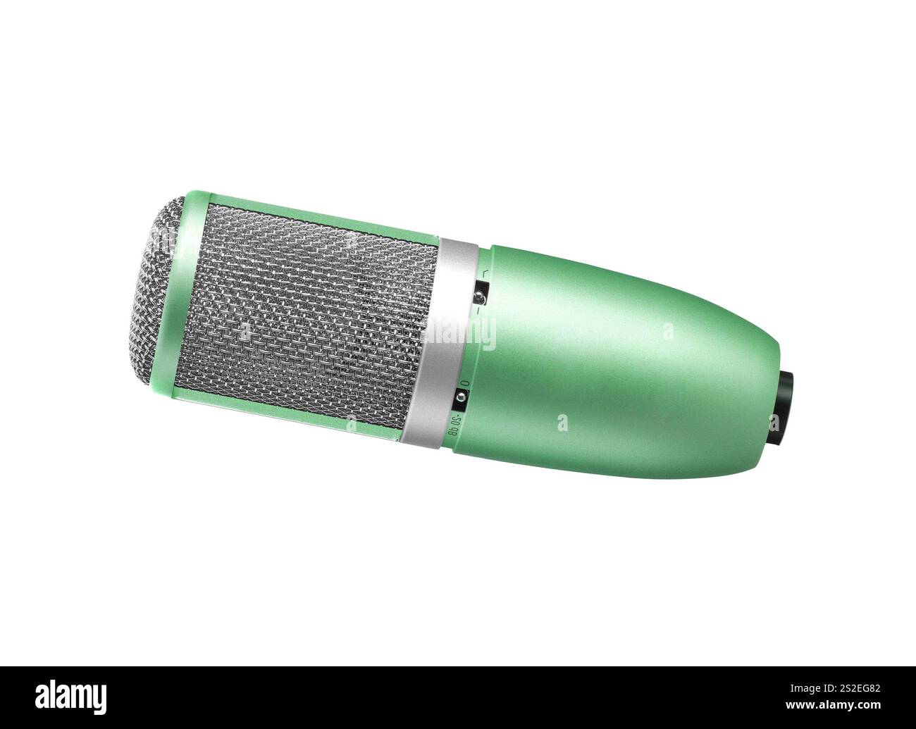green microphone on a white background Stock Photo - Alamy