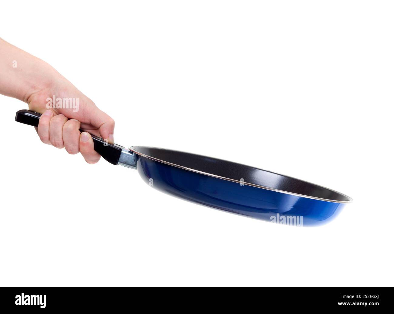 Pan in hand isolated on white background Stock Photo - Alamy