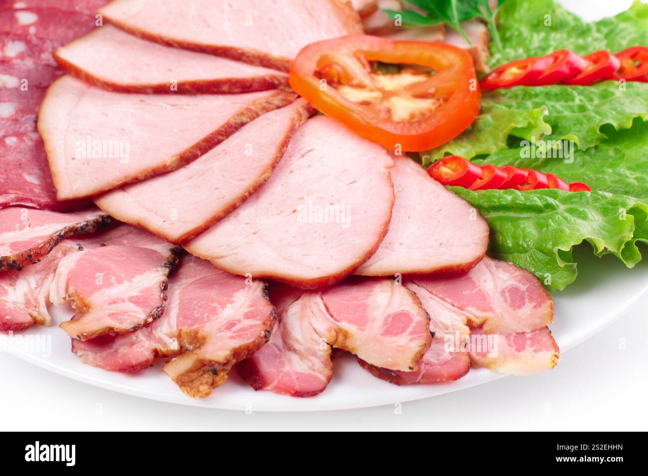 various meat composition isolated on white background Stock Photo - Alamy