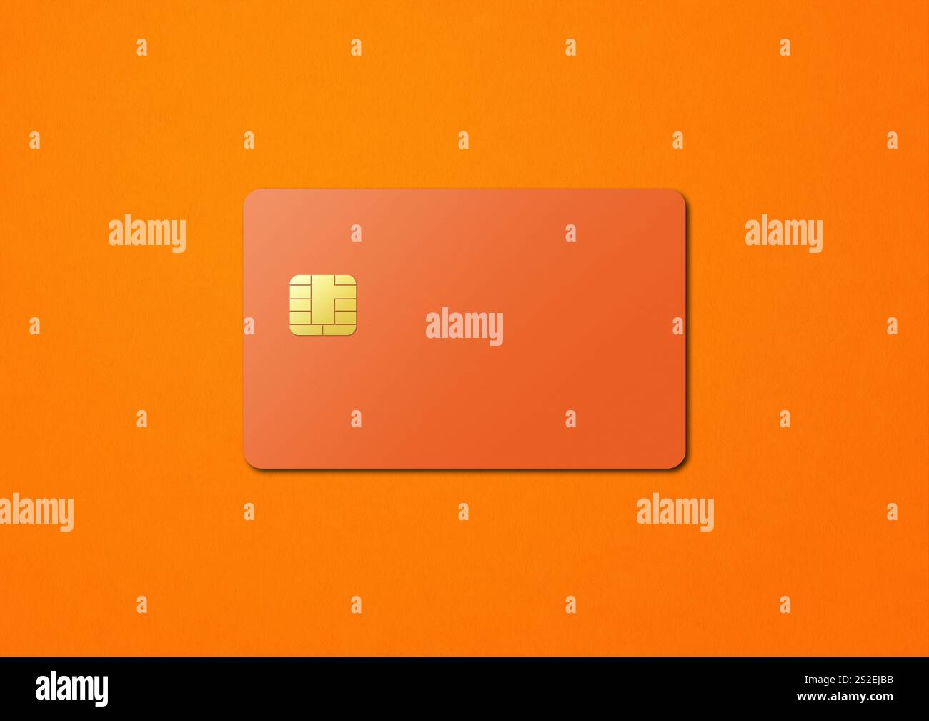 Orange credit card template isolated on a color background. 3D ...