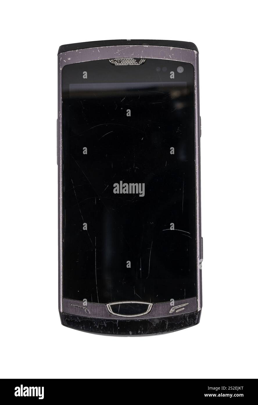 Retro mobile phone with a classic button design on a transparent ...