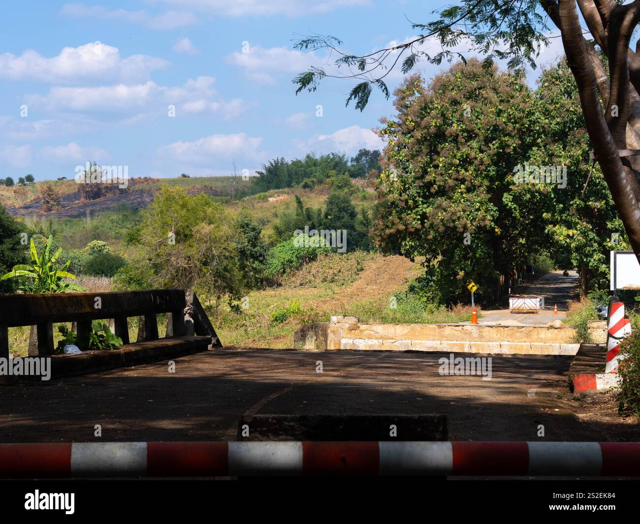 View of the destroyed road bridge as a result of natural disasters ...