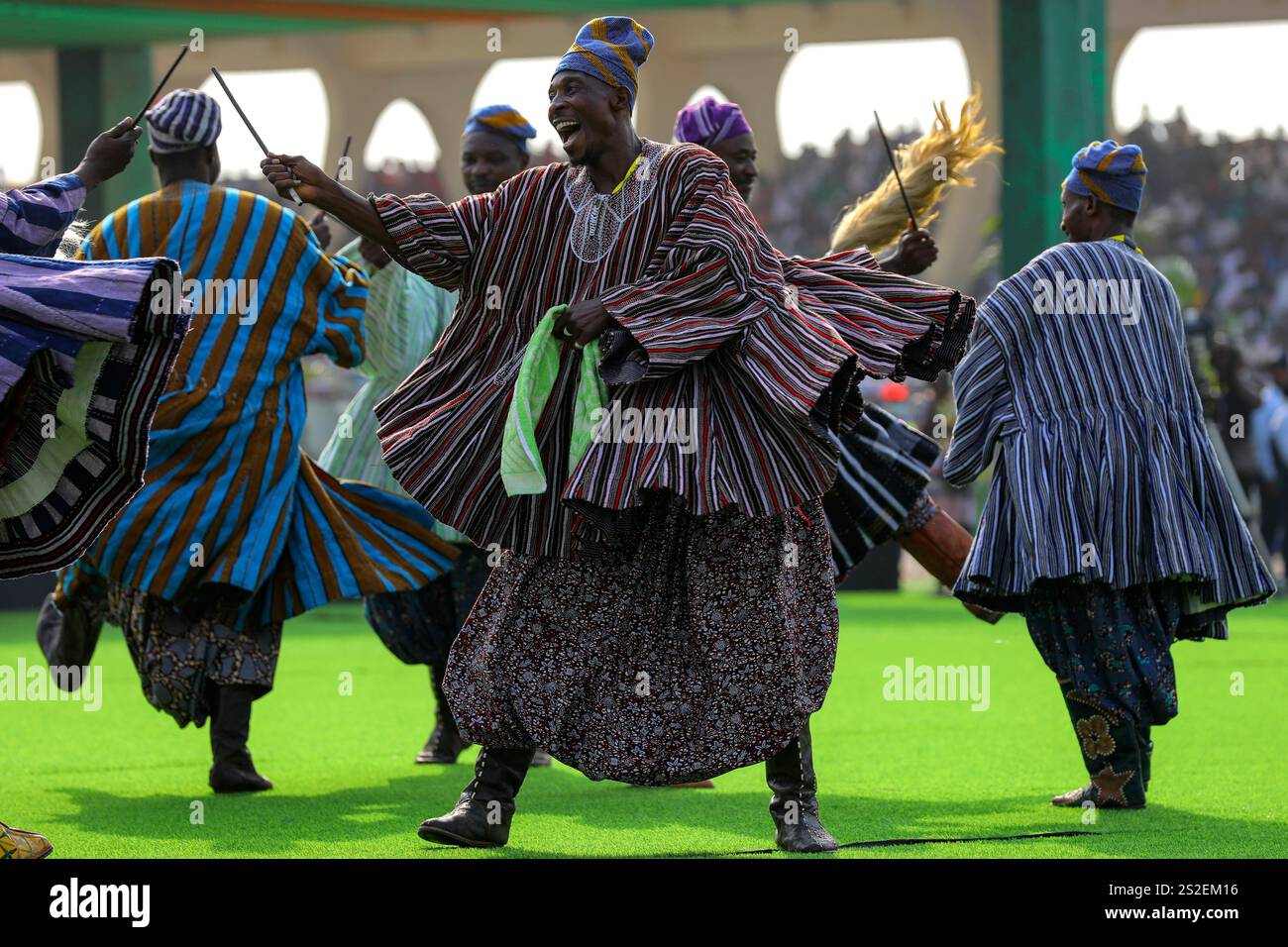 Traditional dancers perform during the inauguration ceremony of Ghana's ...