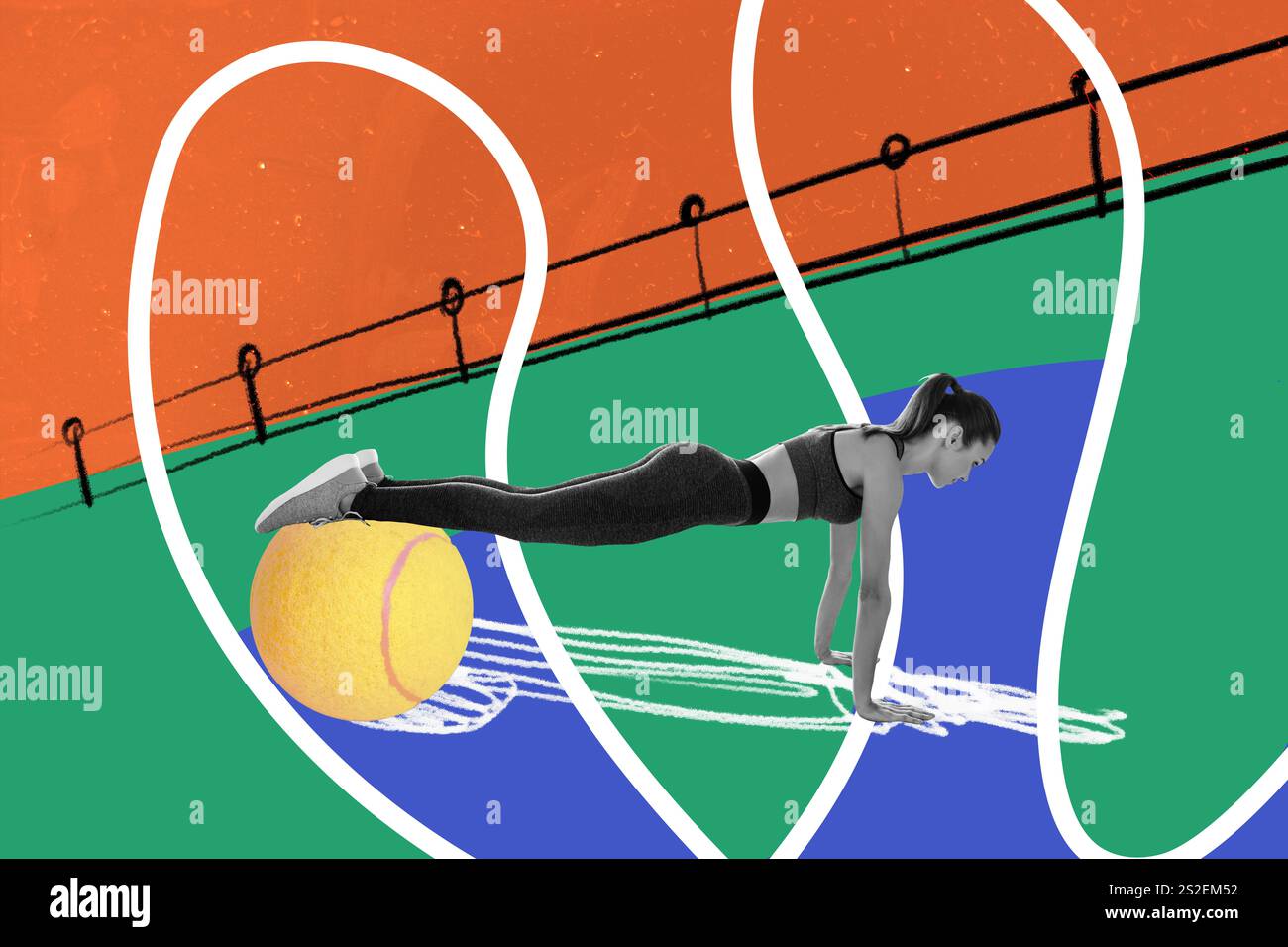 Composite trend artwork sketch image 3D photo collage of sport training ...