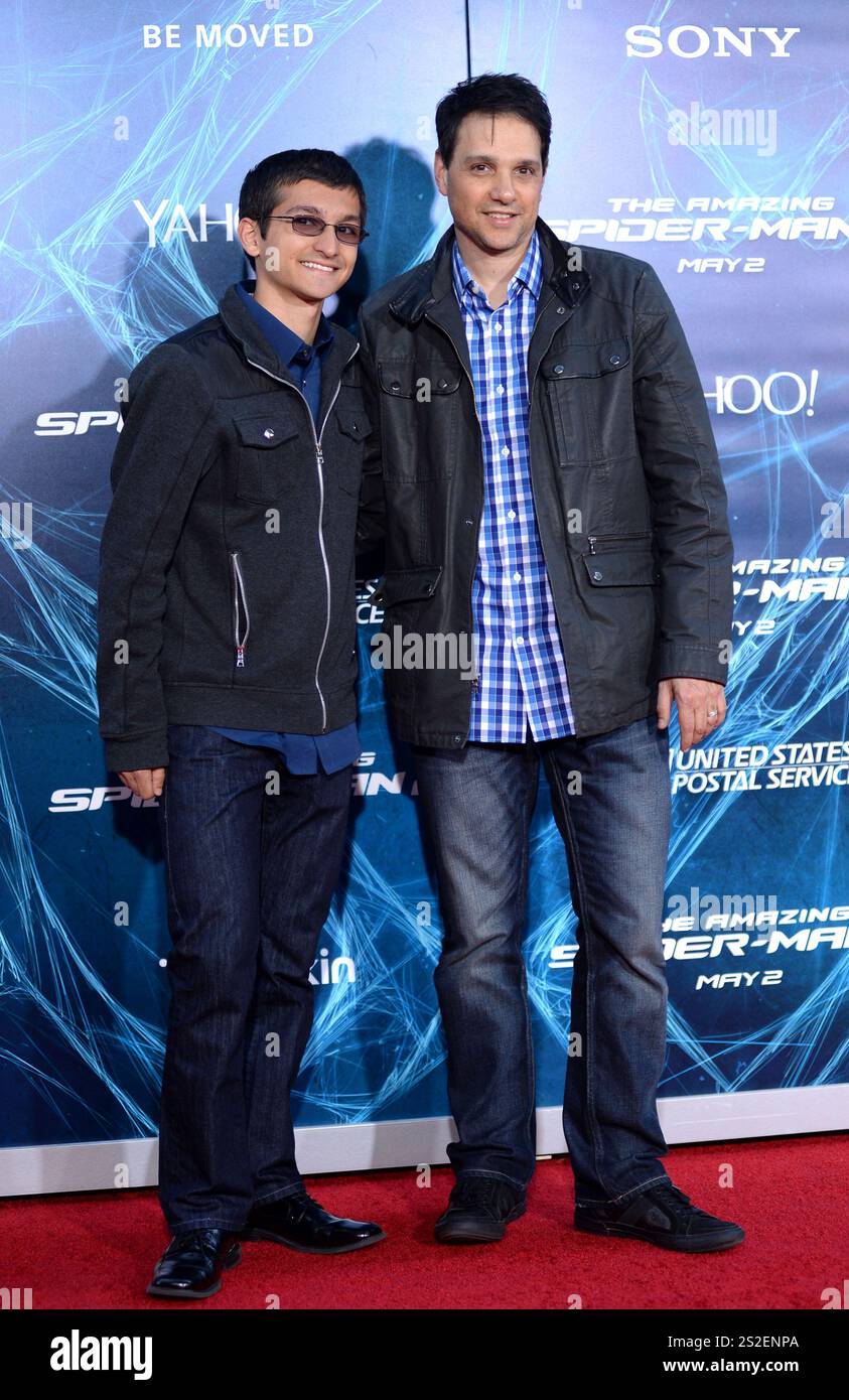 Daniel Macchio and Ralph Macchio at the premiere of 'The Amazing Spider ...