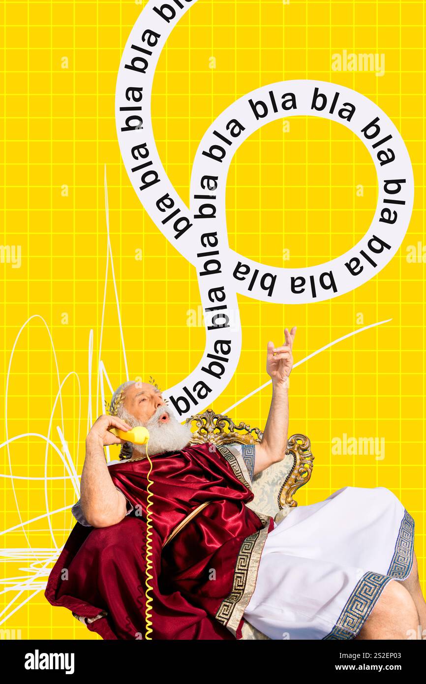 Exclusive image vertical photo collage of serious old man ancient greek ...