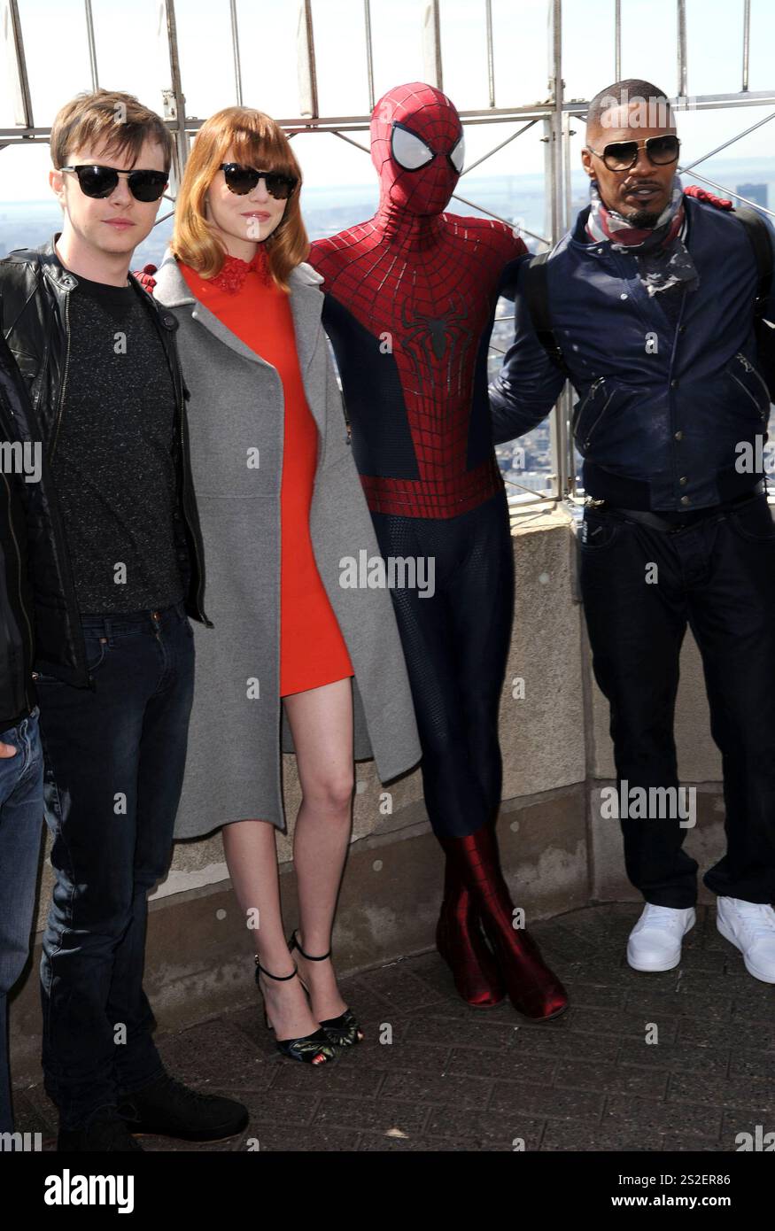 Dane DeHaan, Emma Stone, Spider-Man and Jamie Foxx visit The Empire ...