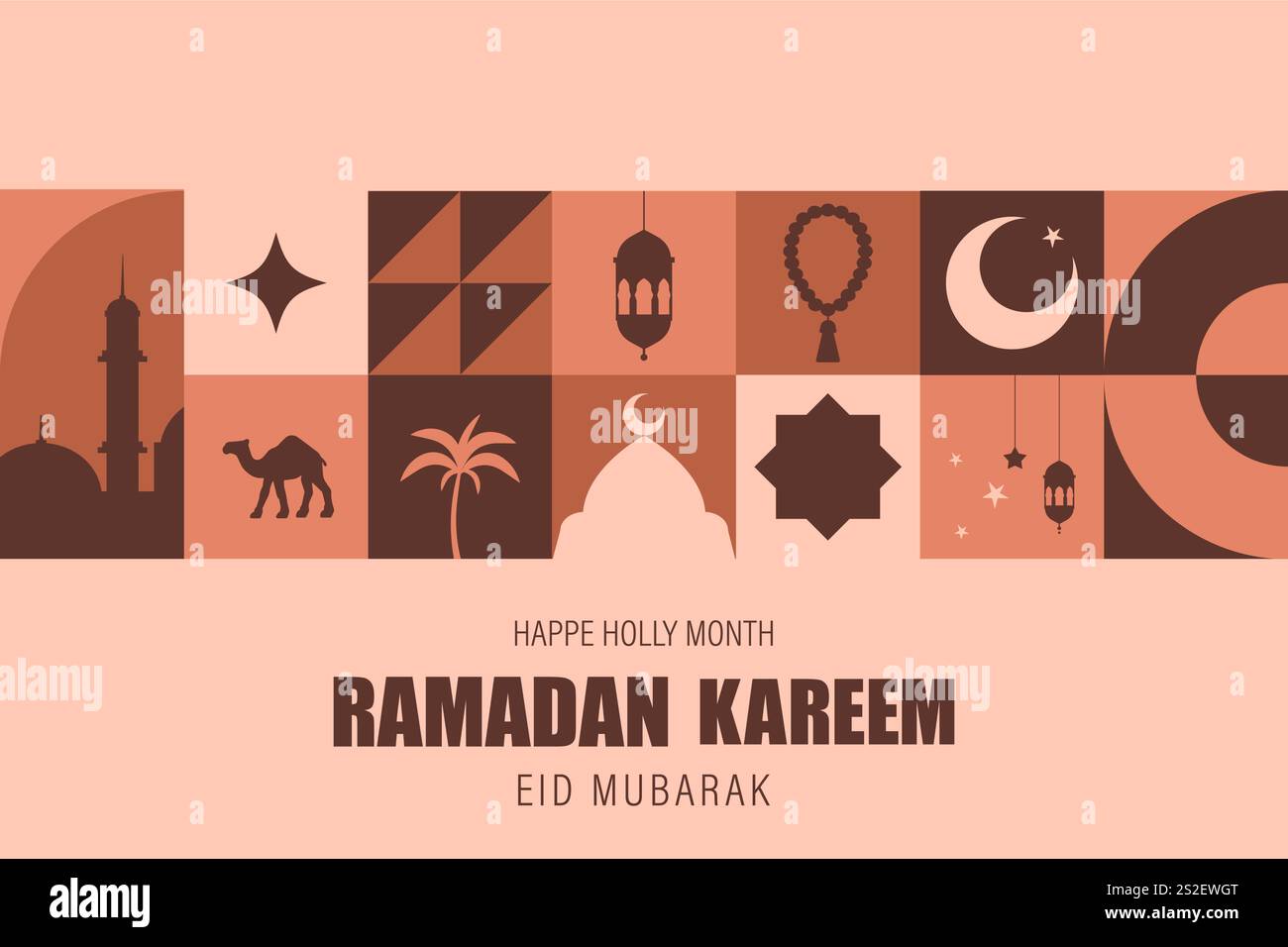 Happy Ramadan Kareem poster. Modern neo geometric abstract background ...