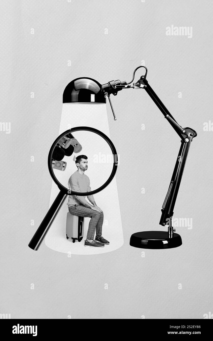 Metaphor collage young man Black and White Stock Photos & Images - Alamy