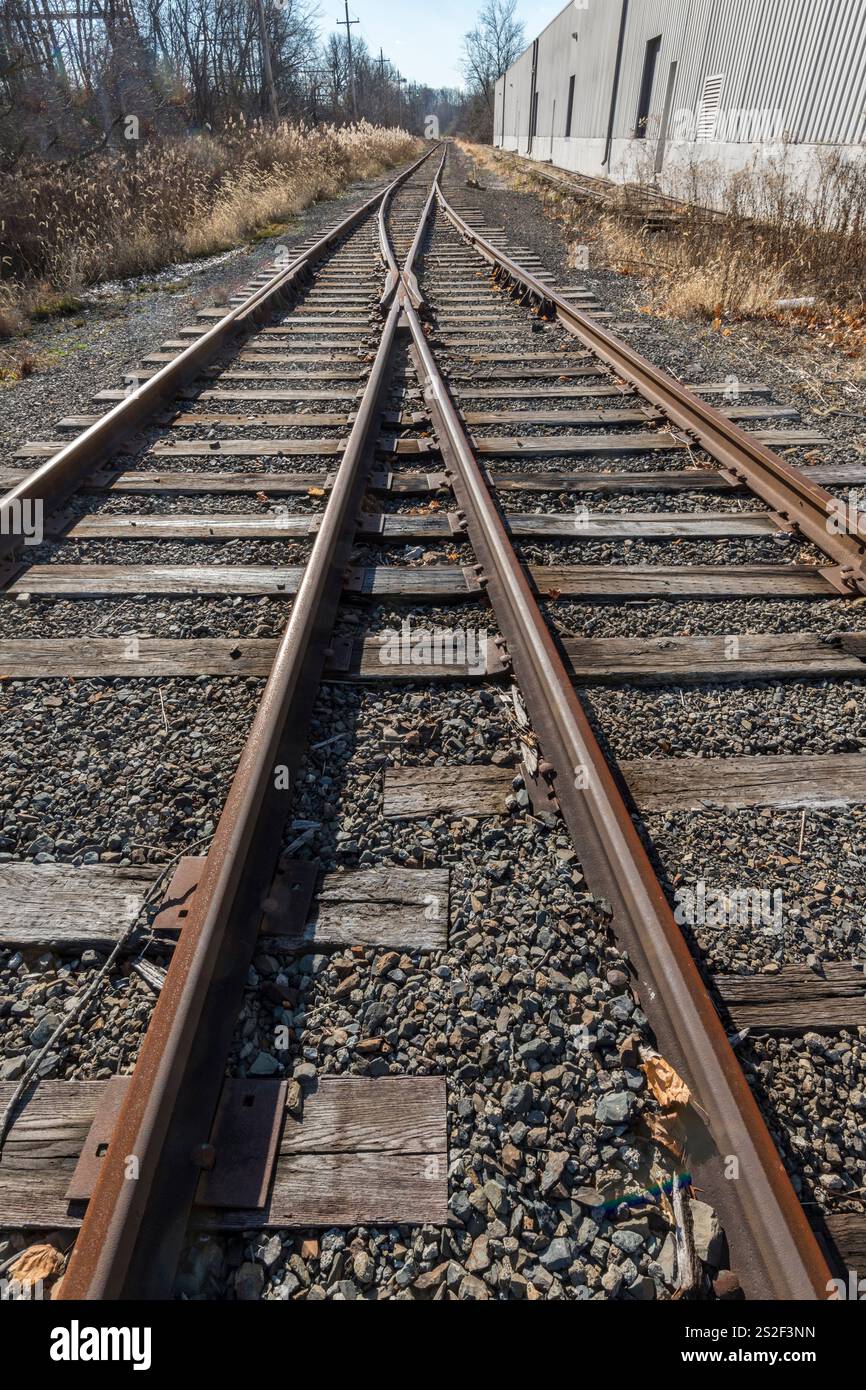 Abandoned railway tracks in industrial complex, Pennsylvania USA Stock ...