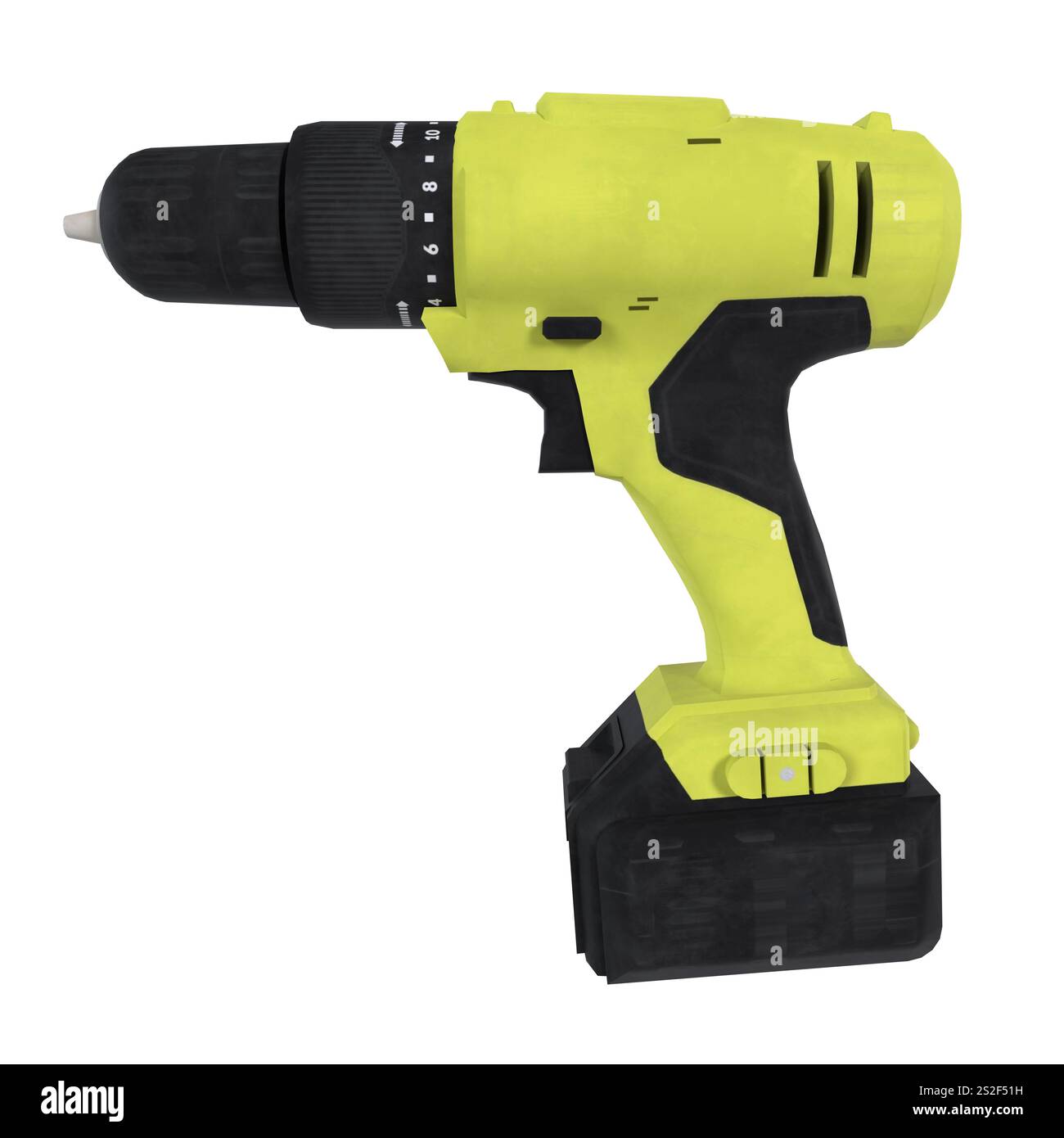 Bright yellow cordless drill with various torque settings for versatile tasks Stock Photo - Alamy