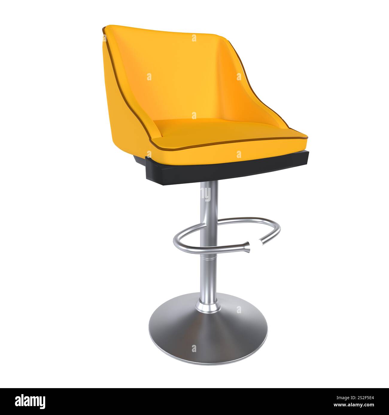 A stylish yellow bar stool with a modern design features a comfortable ...