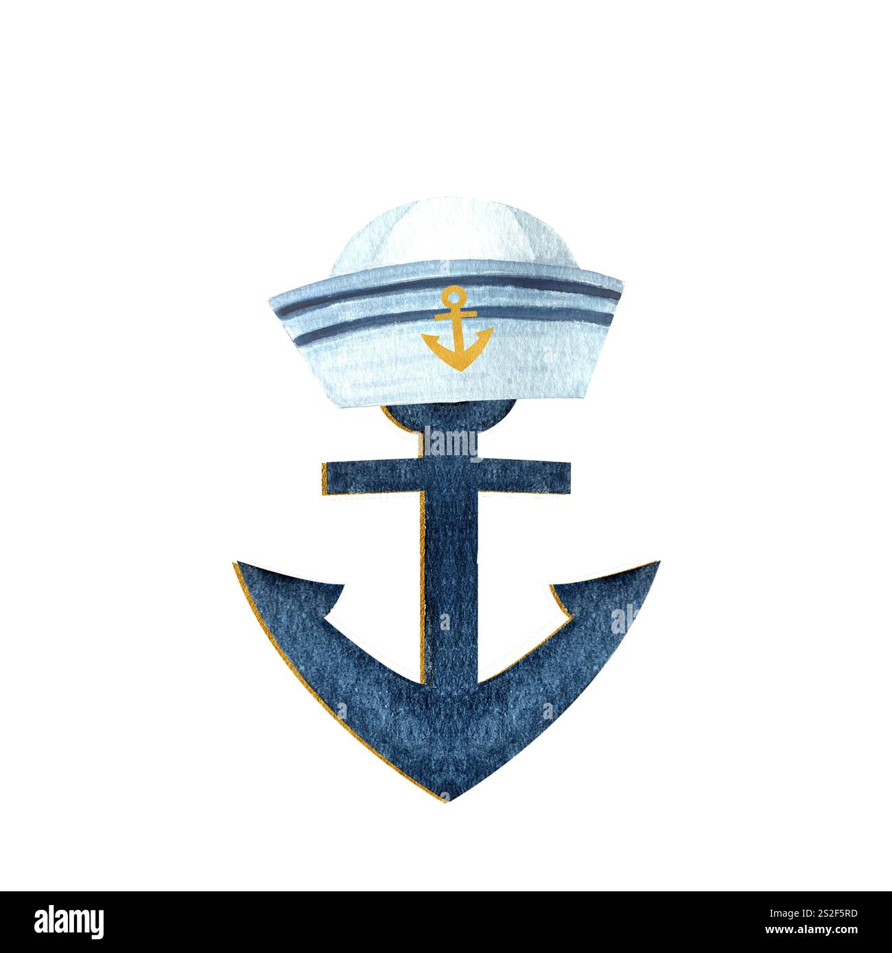 Tarpaulin, sailor hat, anchor watercolor hand painted composition ...
