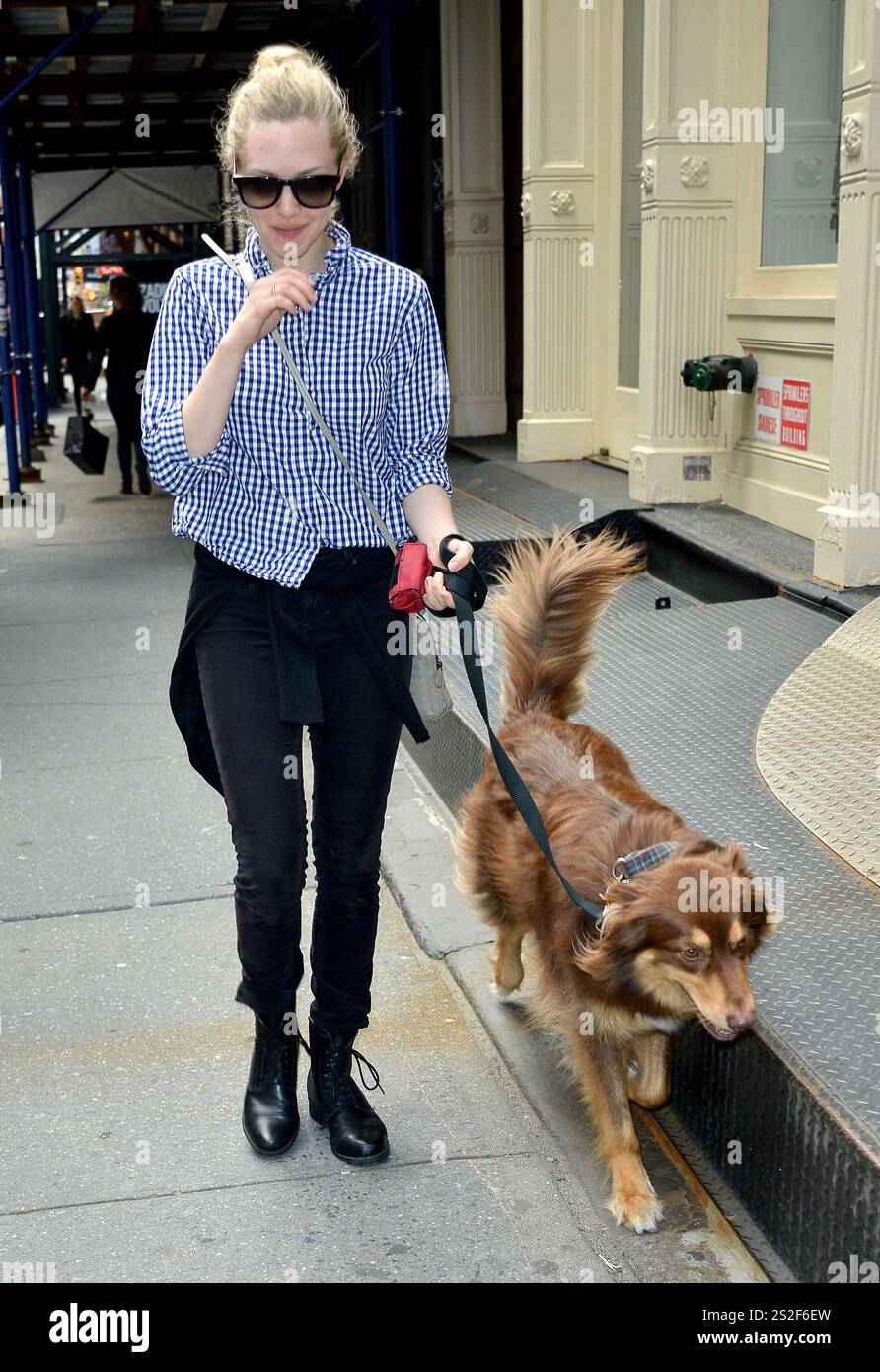 Amanda Seyfried walks her dog Finn in Soho, New York City - 06 May 2014 ...