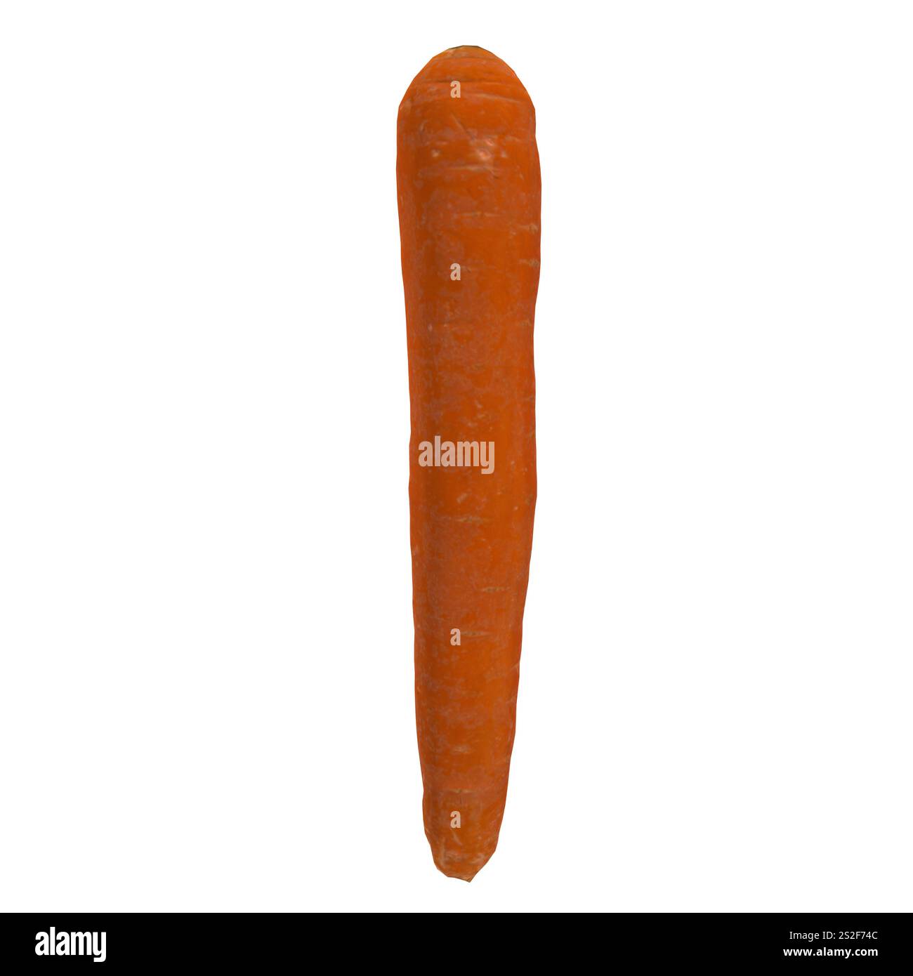 A vibrant orange carrot stands alone against a plain white background ...