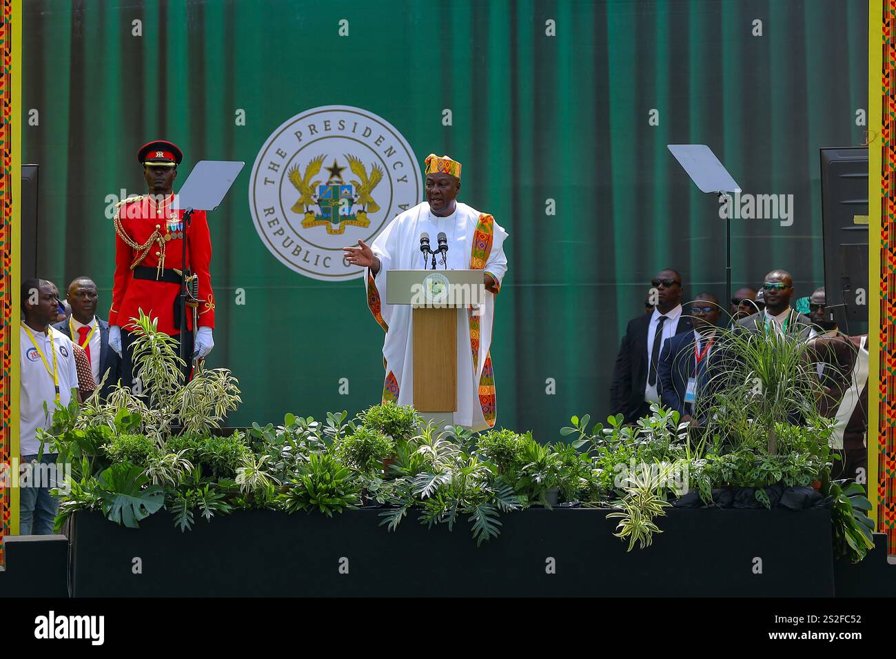 Ghana's President John Dramani Mahama, speaks during his inauguration ...