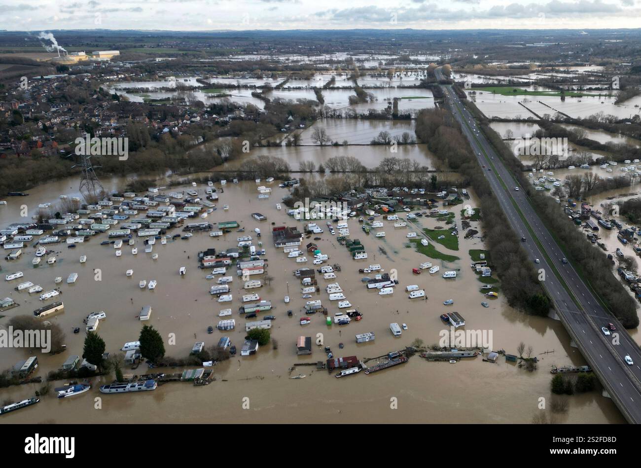 A general view of flood waters in the Charnwood area of Leicestershire ...