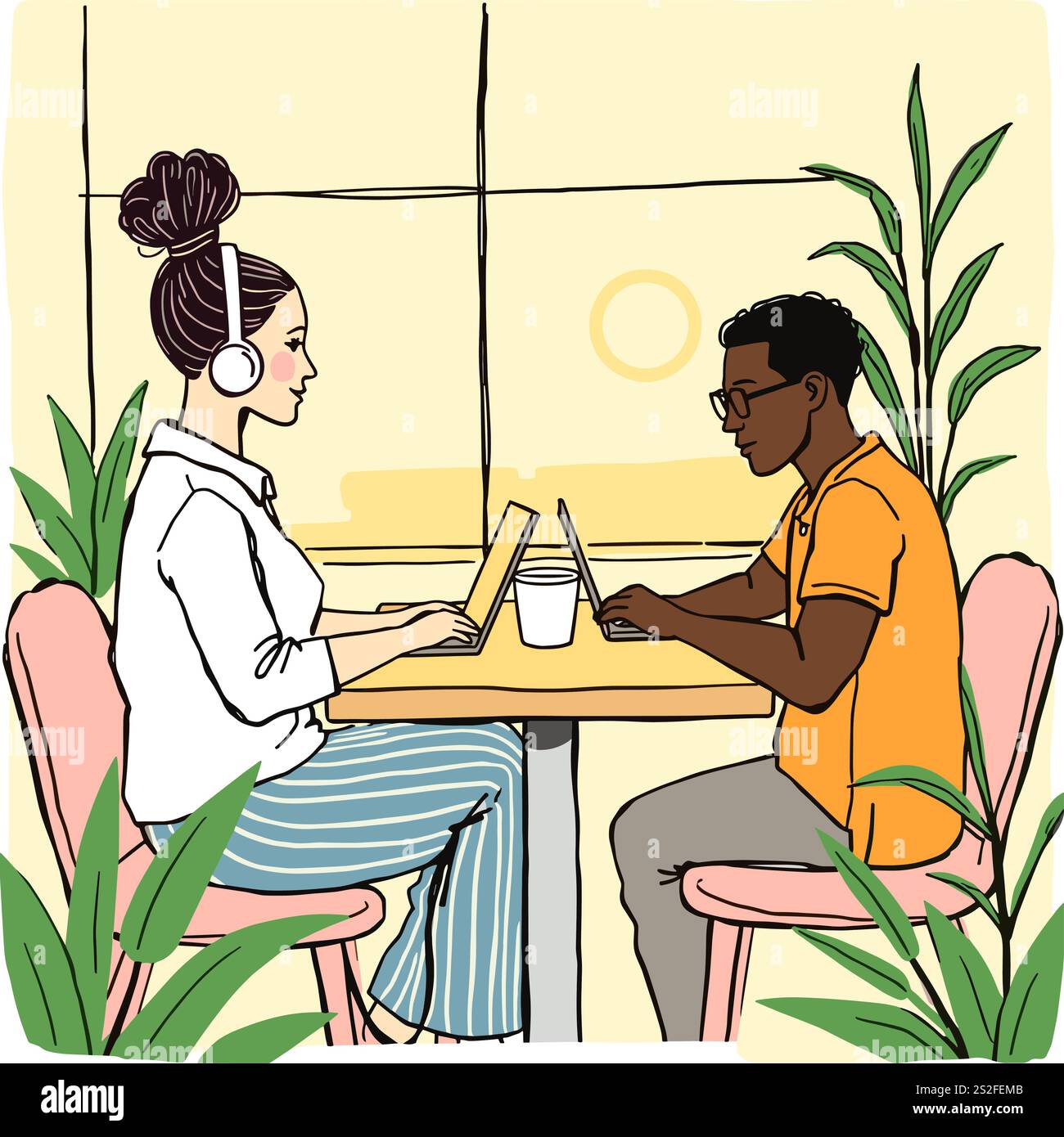 Couple drinking cafe Stock Vector Images - Alamy