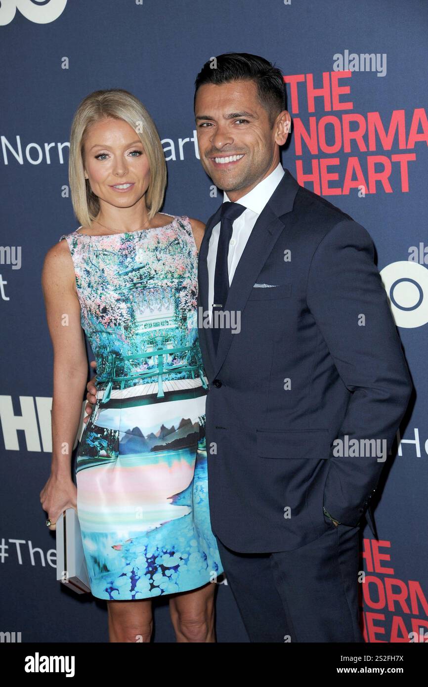 Kelly Ripa and Mark Consuelos at the premiere of 'The Normal Heart' at ...