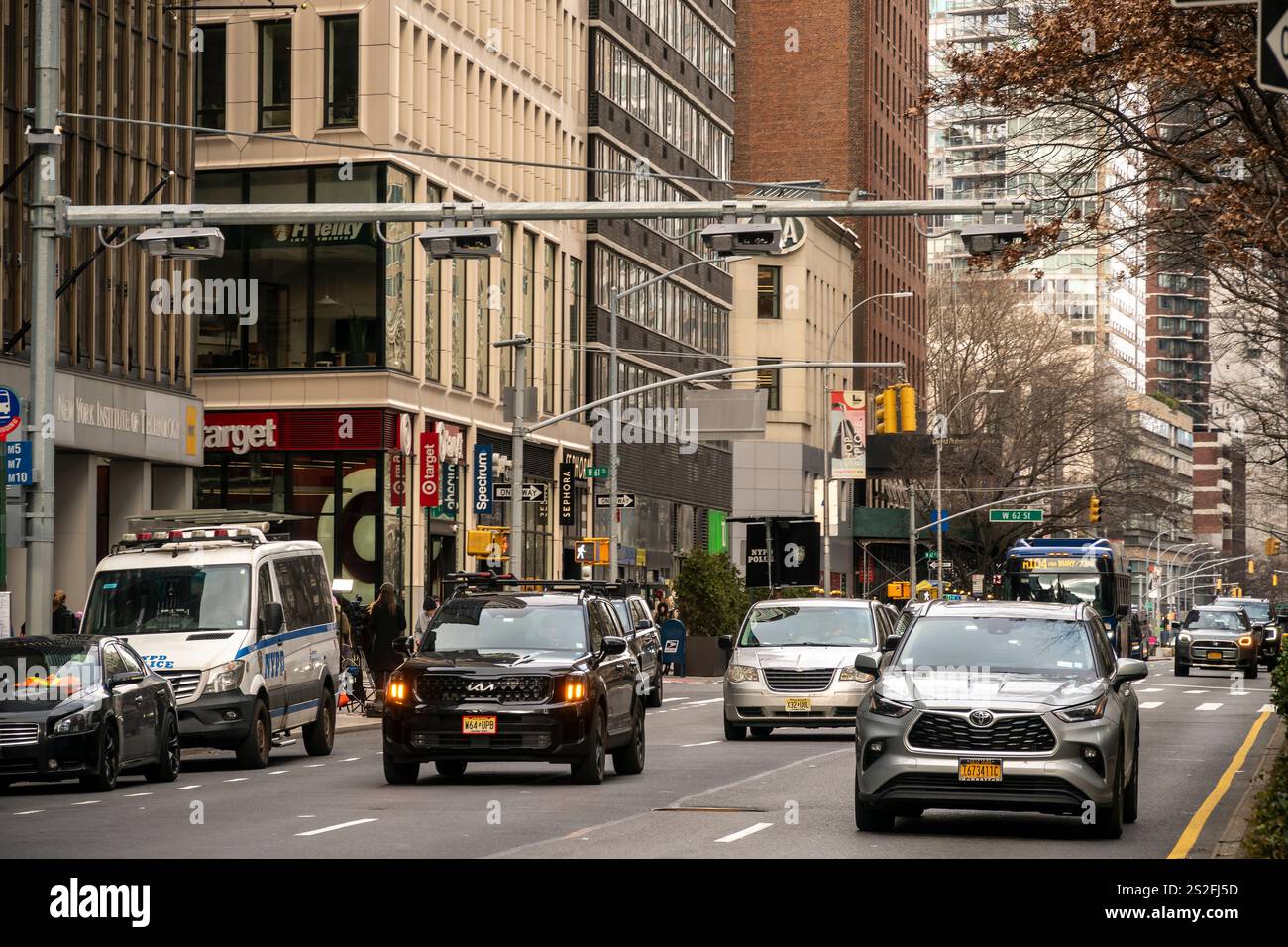 Traffic and congestion pricing readers on Broadway in New York at the ...