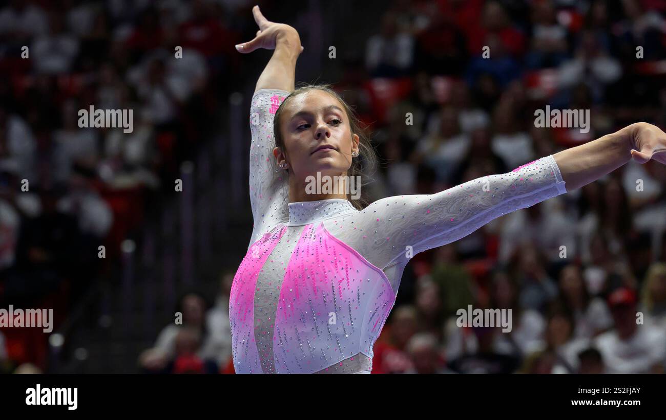 Utah gymnast Grace McCallum performs a routine on the beam during an ...