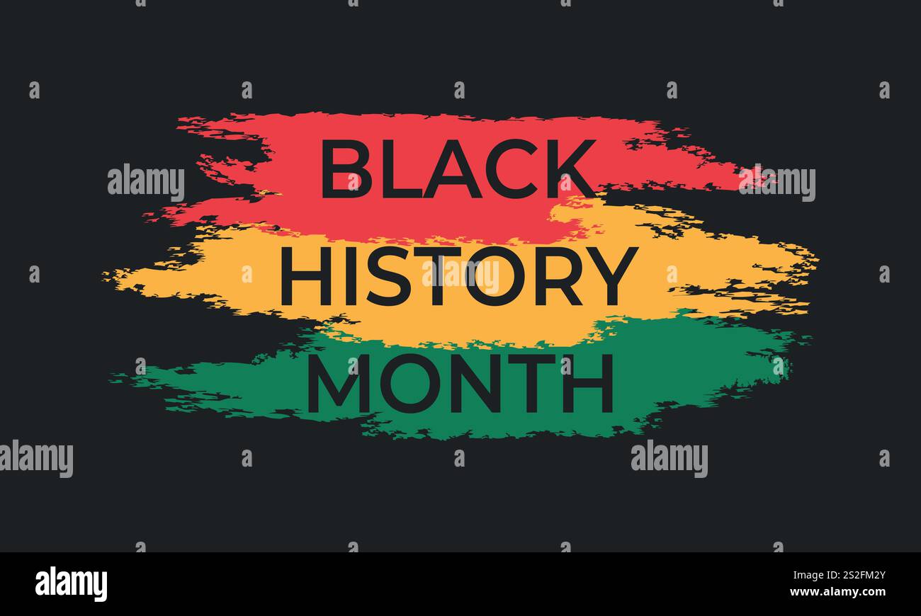 Black history month celebrate banner with red, yellow and green paints ...
