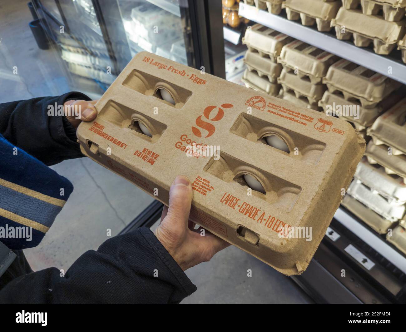 Eggs in a Target grocery in New York on Monday, December 23, 2024. Egg ...