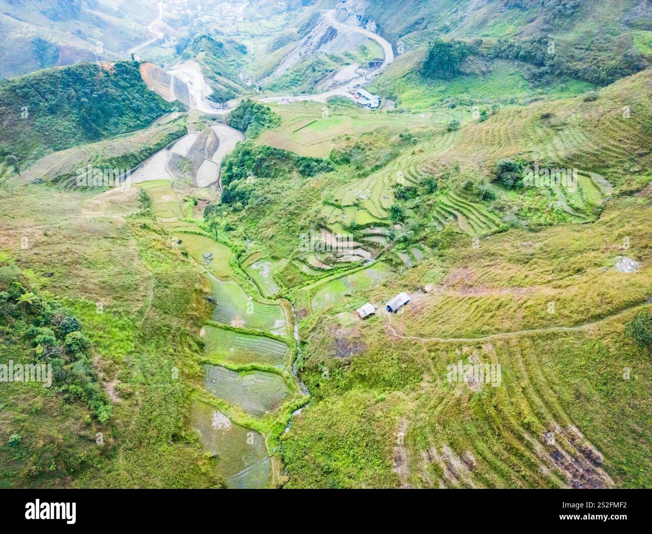 Ha Giang aerial landscape in Northern Vietnam. drone aerial view of Ha ...