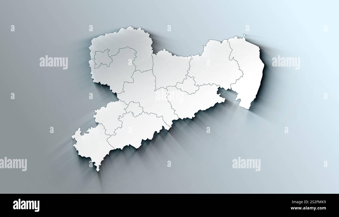 Modern Map of Saxony Germany Administrative with District Borders Stock ...