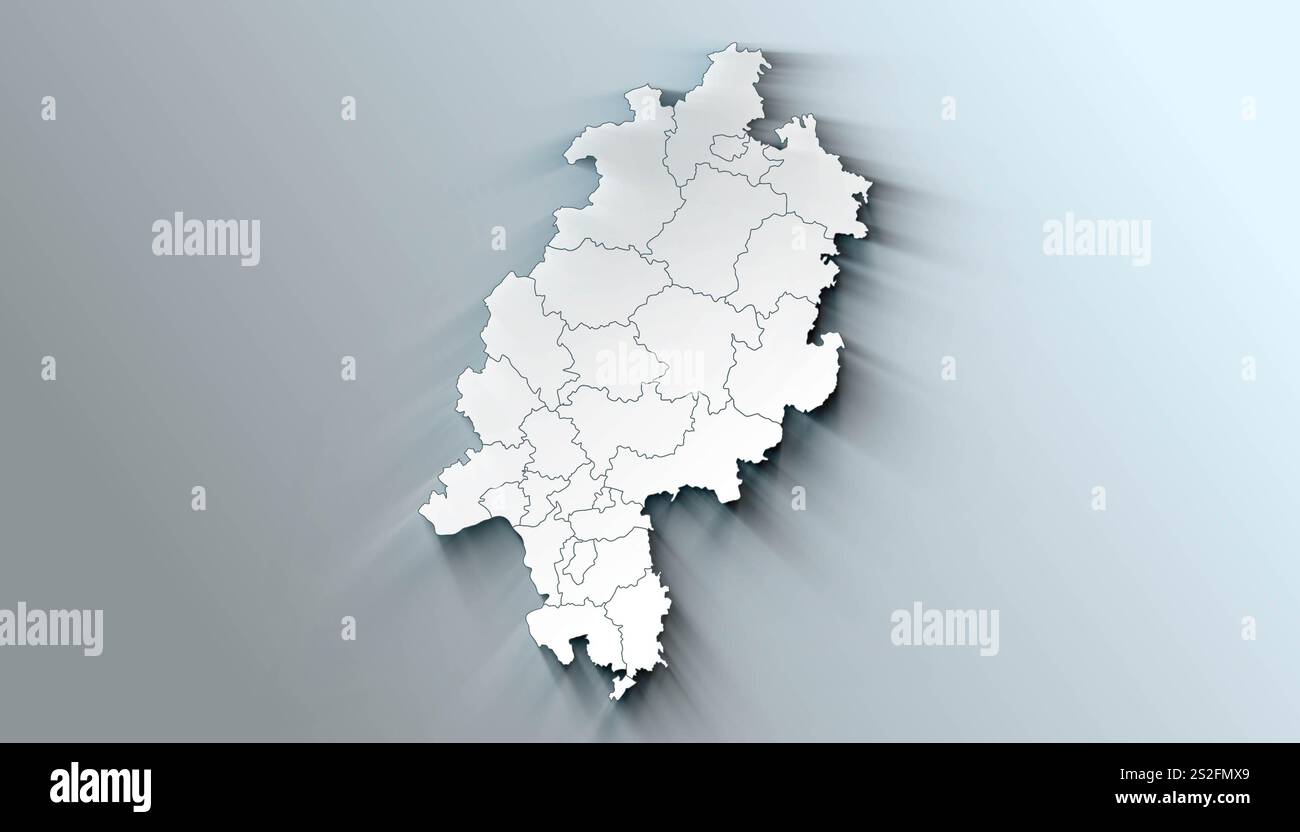 Modern Map of Hesse Germany Administrative with District Borders Stock ...