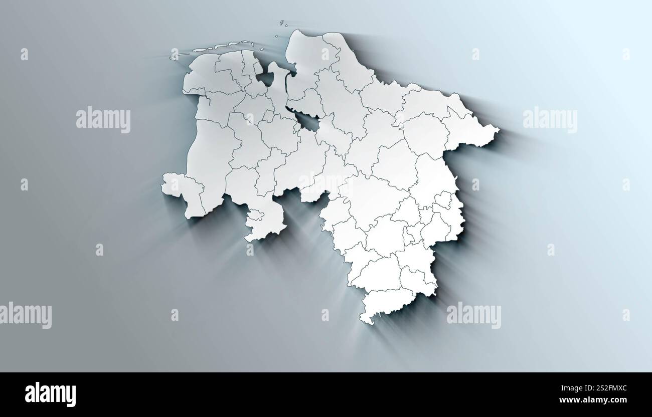 Modern Map of Lower Saxony Germany Administrative with District Borders ...