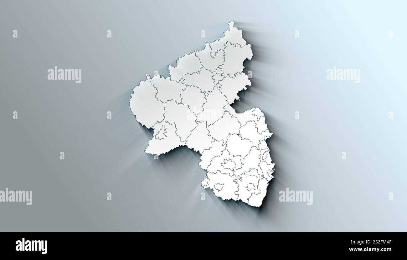 Modern Map of Rhineland Palatinate Germany Administrative with District ...