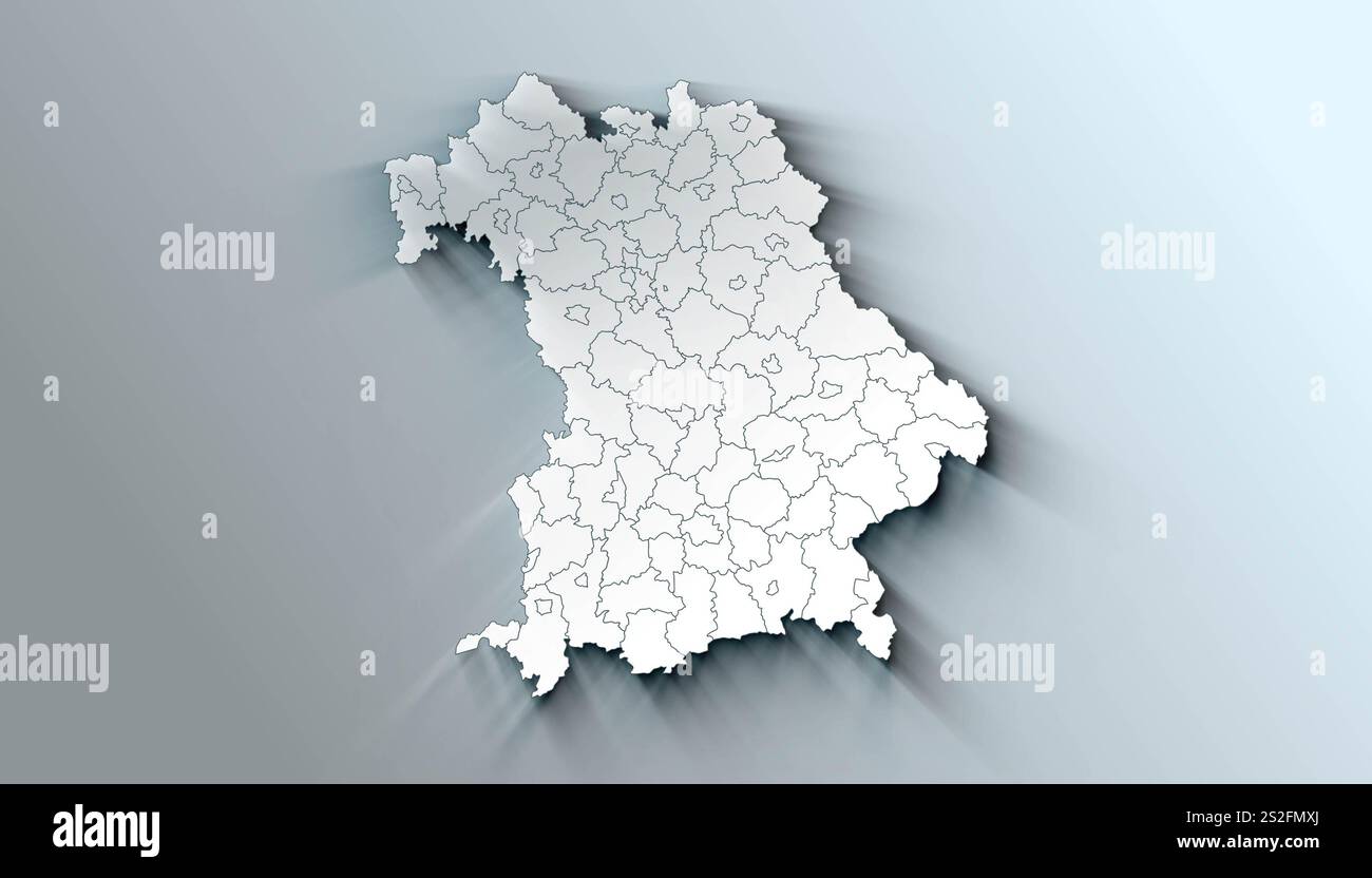 Modern Map of Bavaria Germany Administrative with District Borders ...