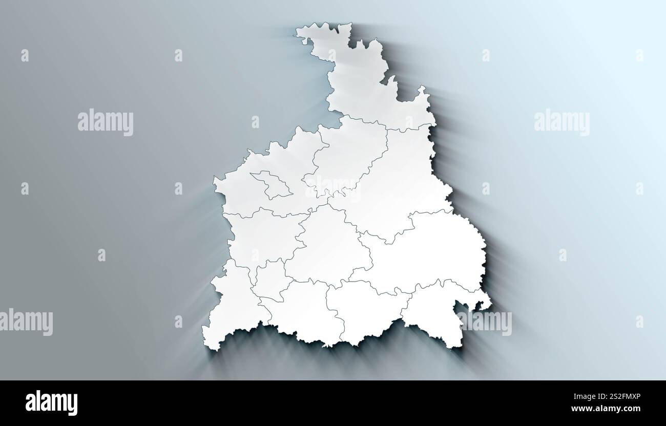 Modern Map of Stuttgart Germany Administrative with District Borders ...