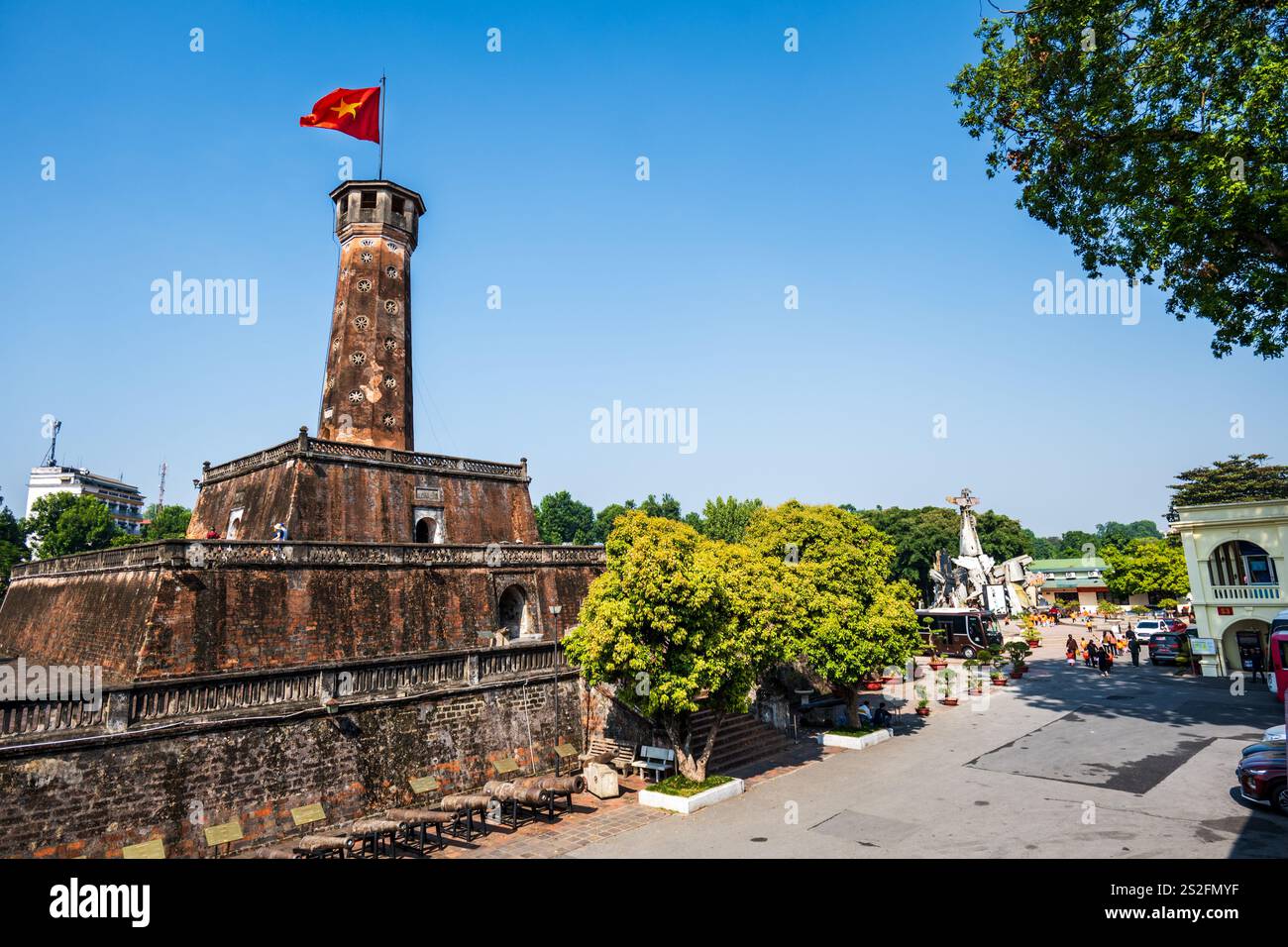 Hanoi flag tower with Vietnamese flag on top in Hanoi, Vietnam. It's ...